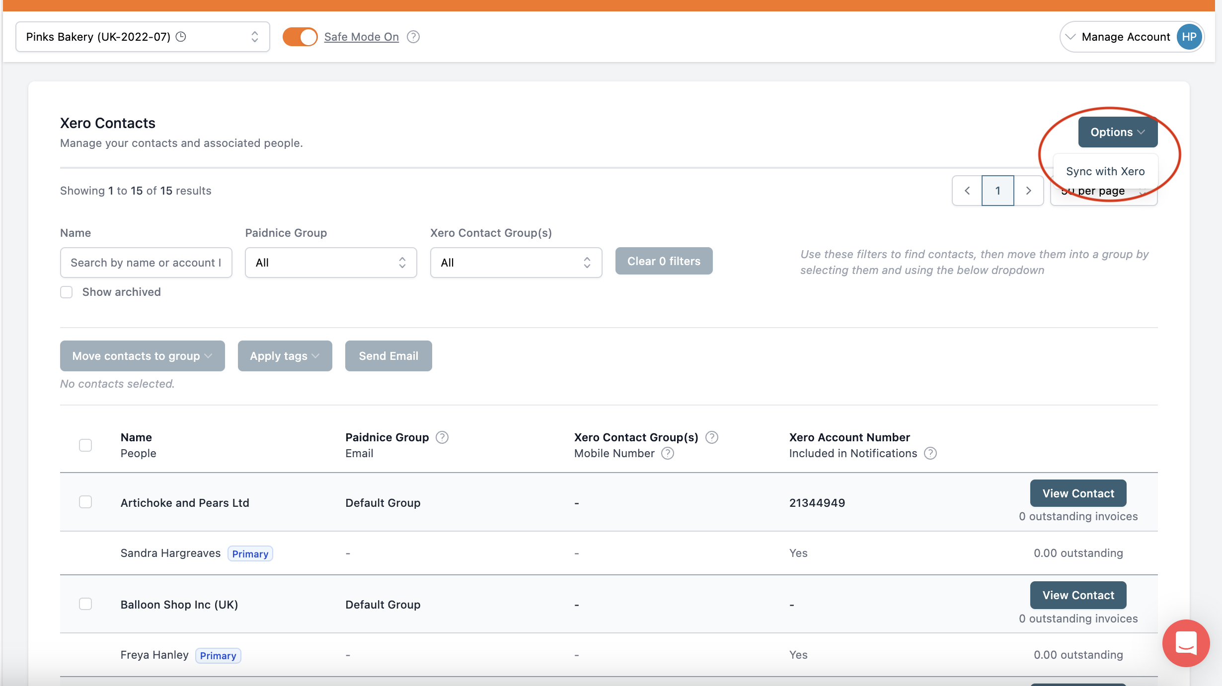 Contact mapping — Xero Developer