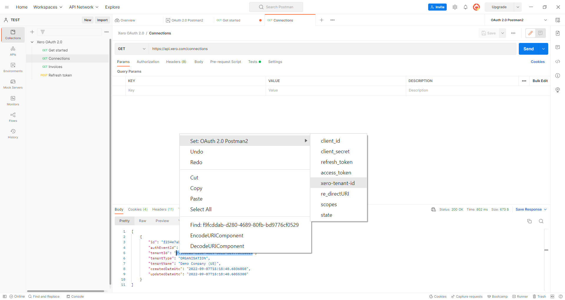 Postman – OAuth 2.0 — Xero Developer